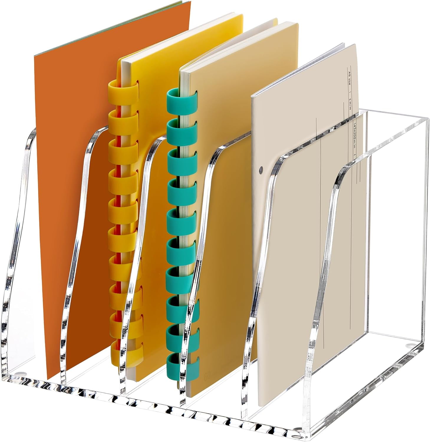 Acrylic Desk File Organizer, 5 Vertical Compartments Clear Magazine ...