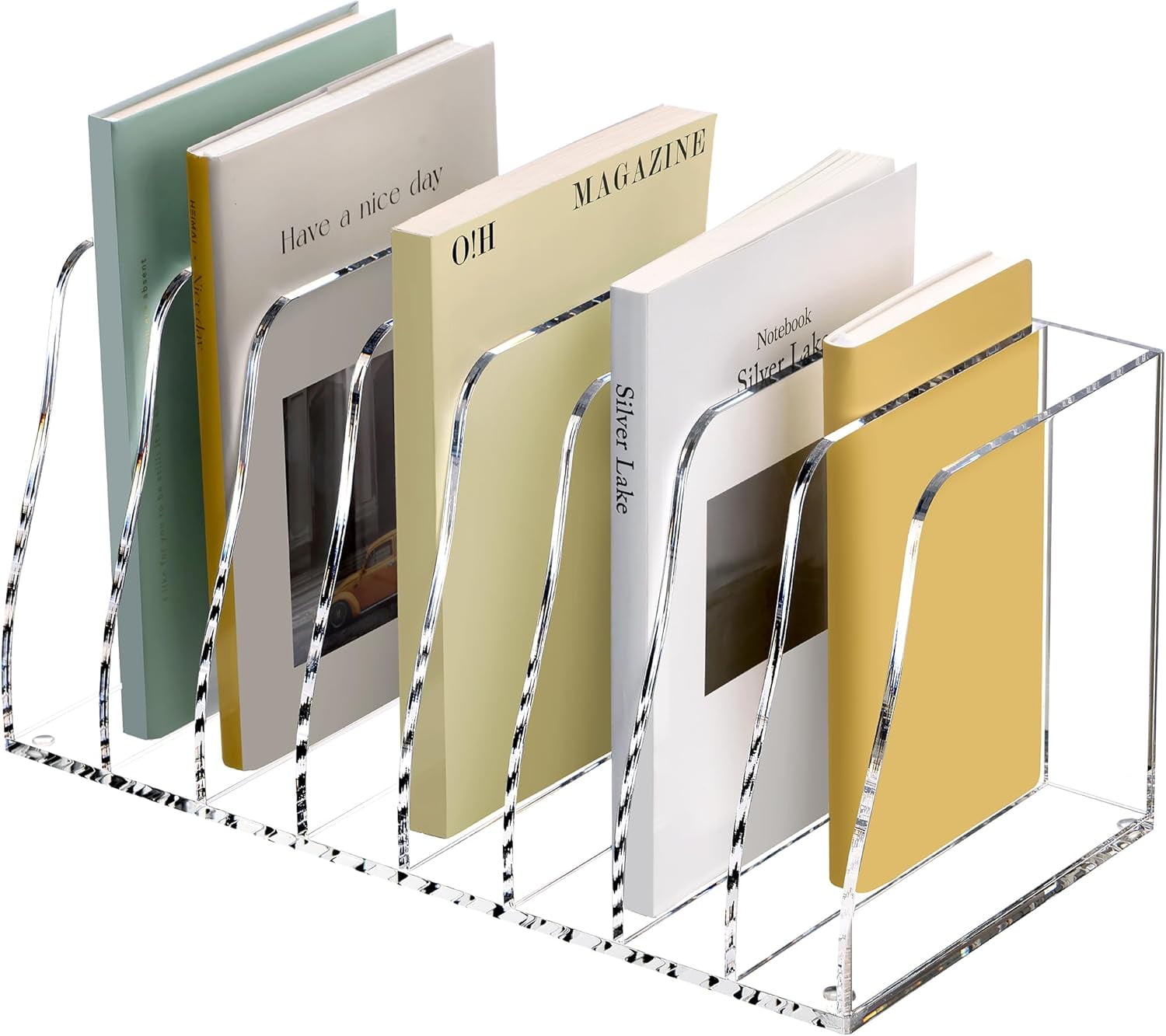 Acrylic Desk File Organizer, 8 Vertical Compartments Clear Magazine ...