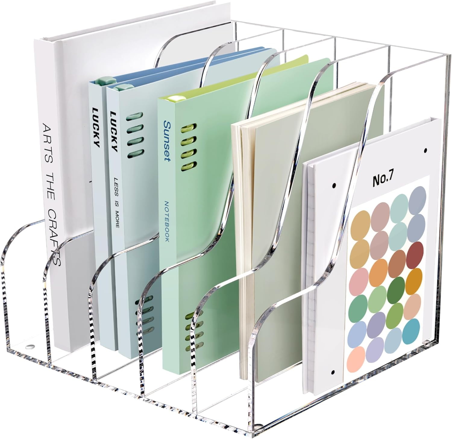 Acrylic Desk Organizers, Clear Magazine File Holder, 5 Vertical ...