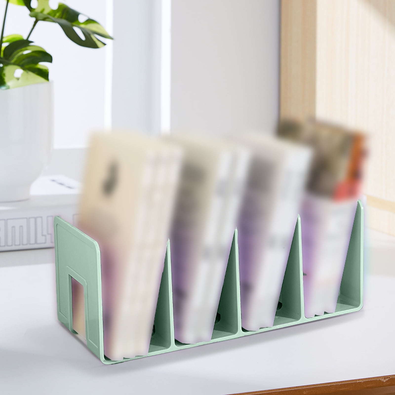Acrylic Desktop File Organizer with 4 Compartments Sturdy Bookend ...