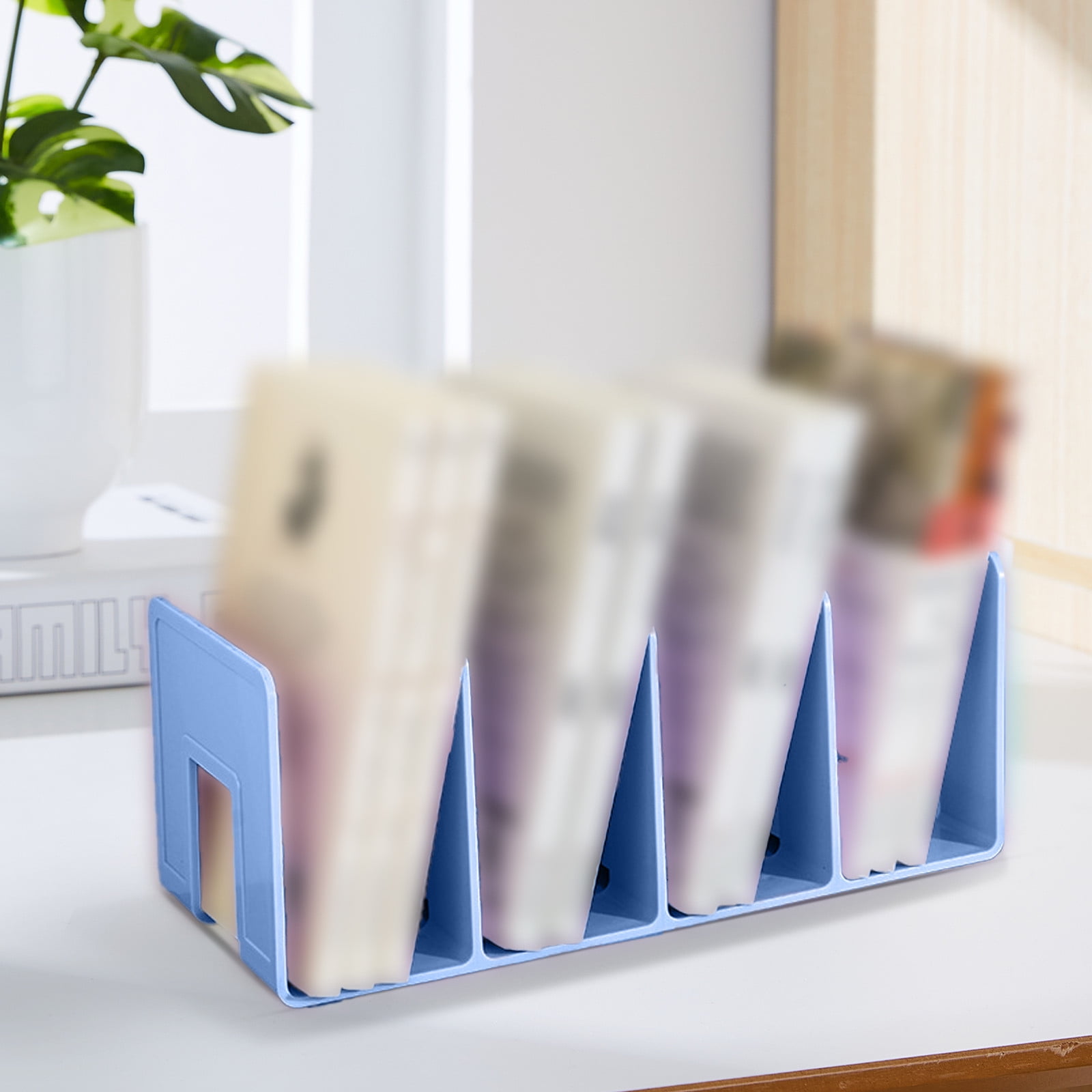 Acrylic Desktop File Organizer with 4 Compartments Sturdy Bookend ...