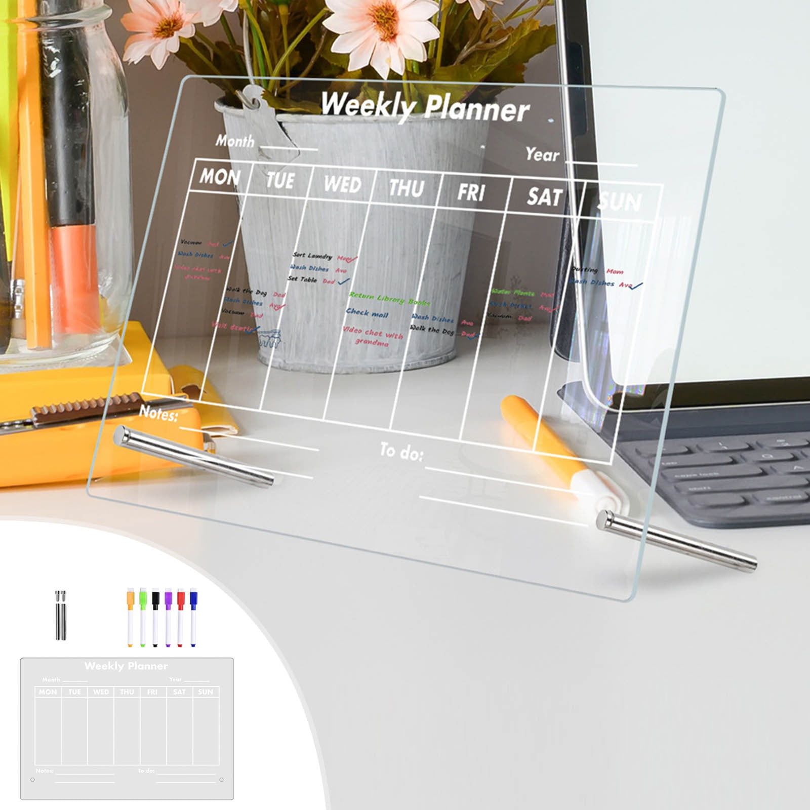Acrylic Desktop Week Plan Memo Board Erasable Transparent Message ...