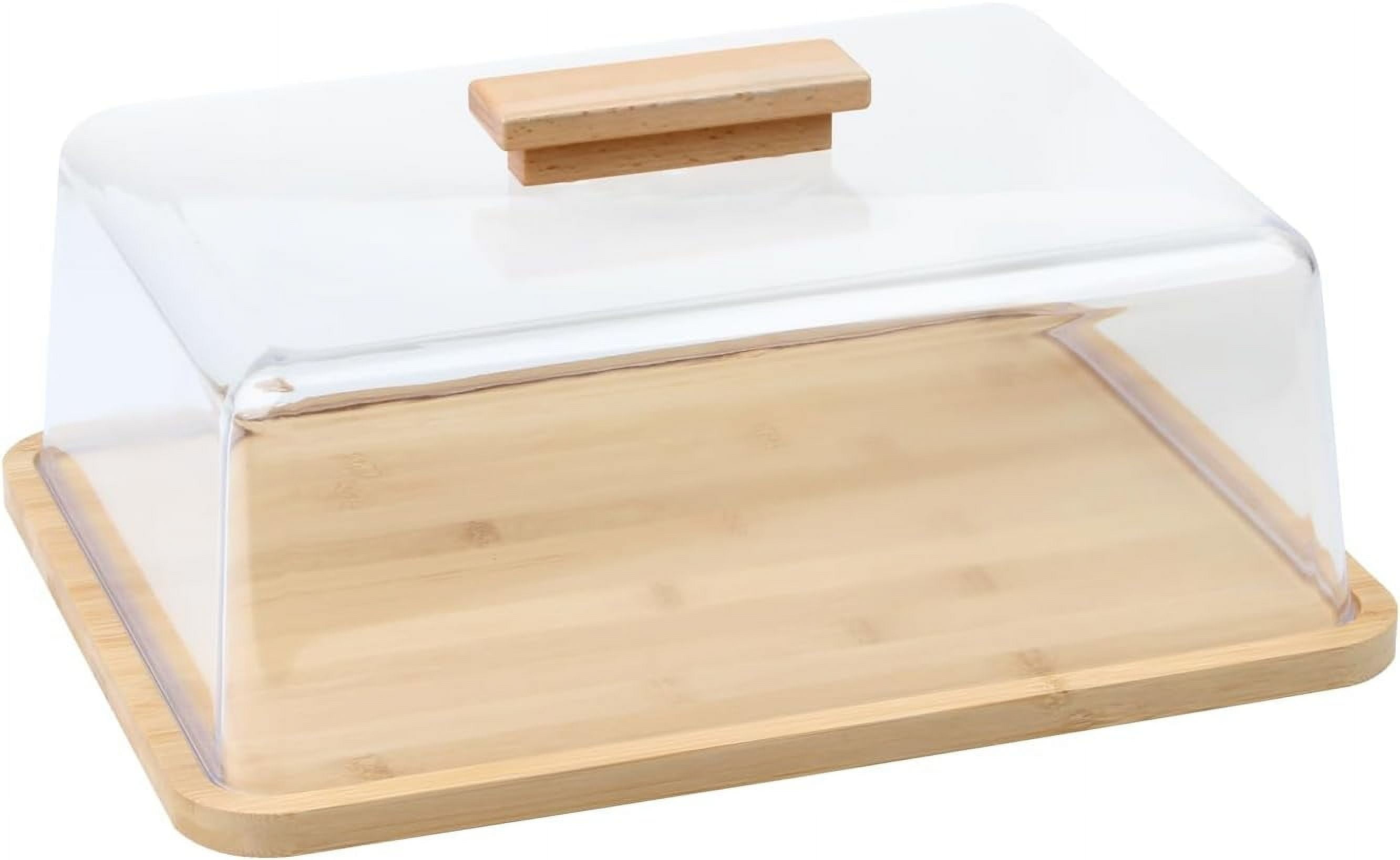 Acrylic Dessert Plate with Base Bamboo Cake Tray with Clear Acrylic ...