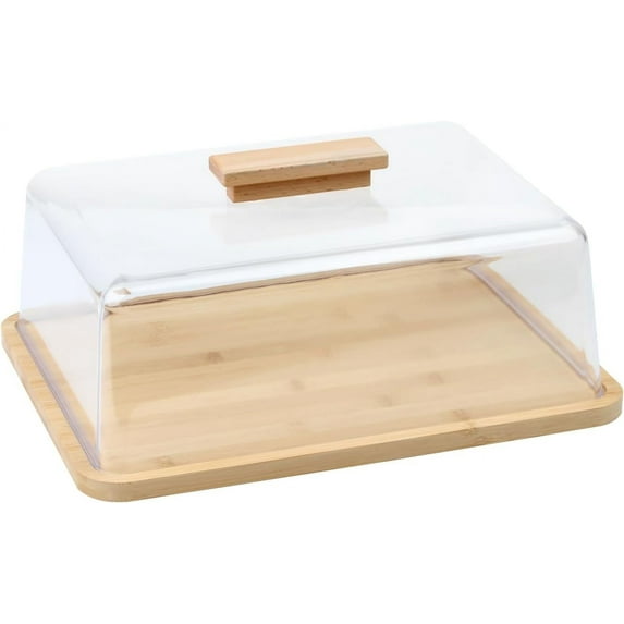 Acrylic Dessert Plate with Base Bamboo Cake Tray with Clear Acrylic ...