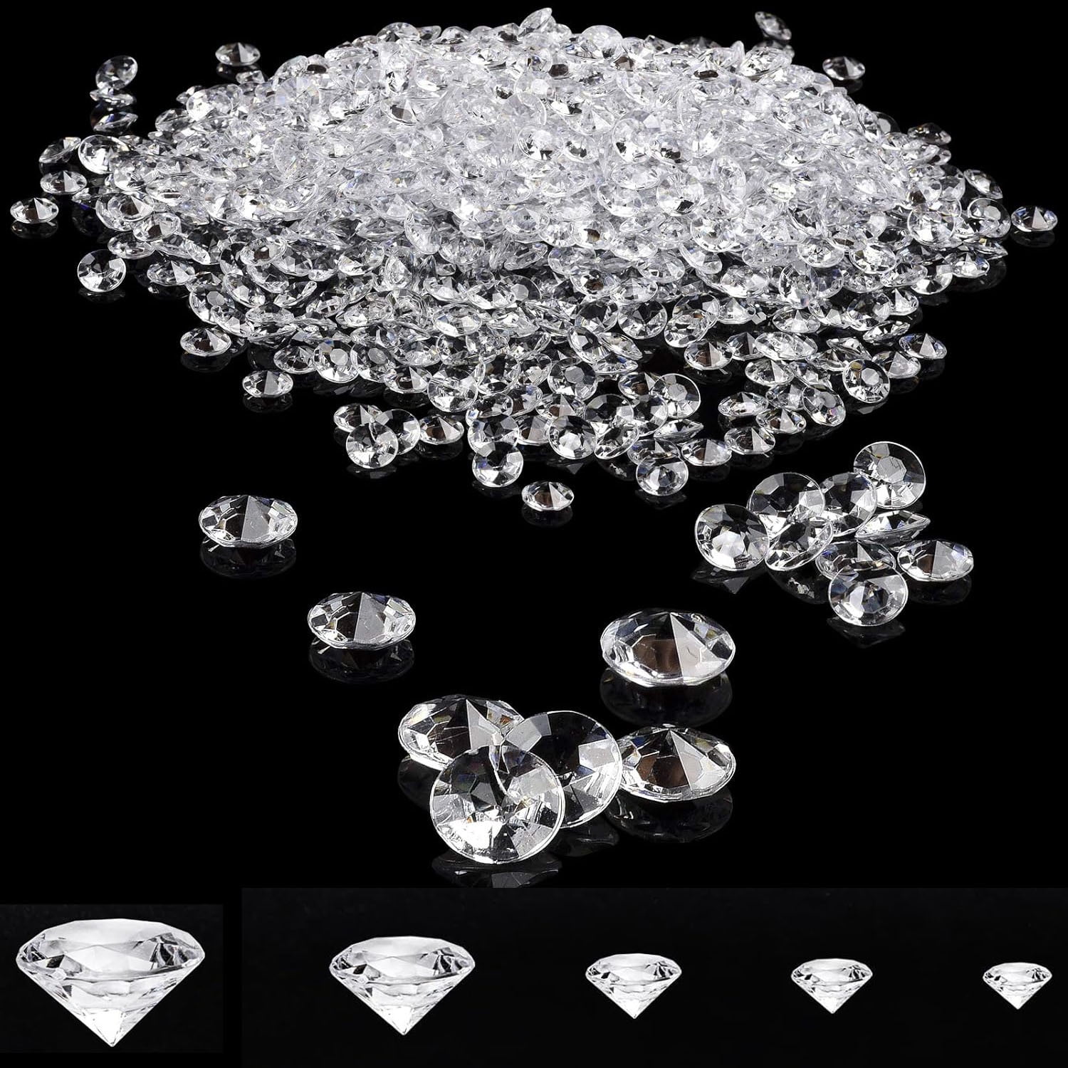 Acrylic Diamond Fake Gems Vase Filler,Happon 800Pcs 5 Sizes Faux ...