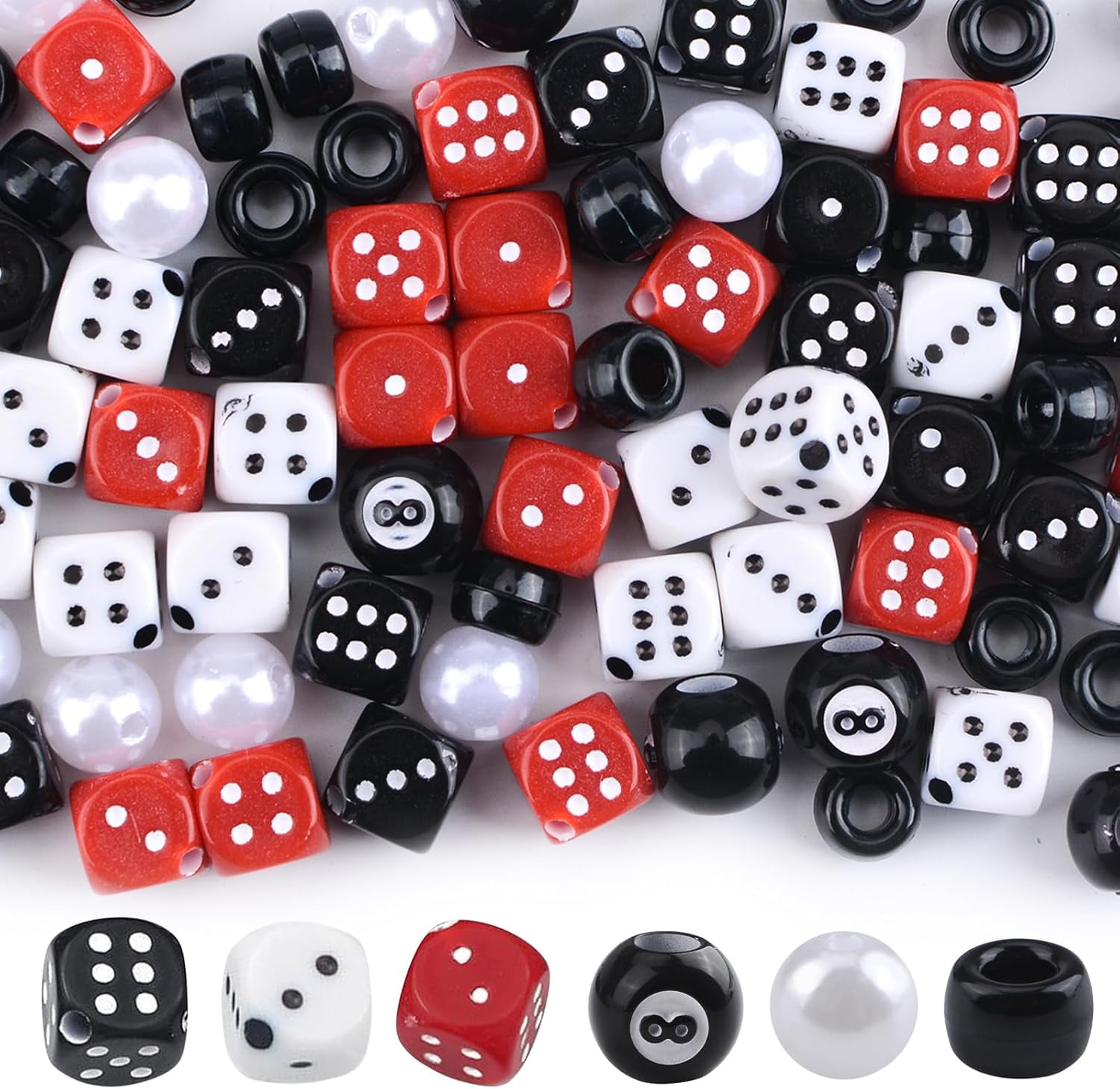 Acrylic Dice Beads Kits 10mm Bulk Dice Cube Beads Loose Fun Beads for ...