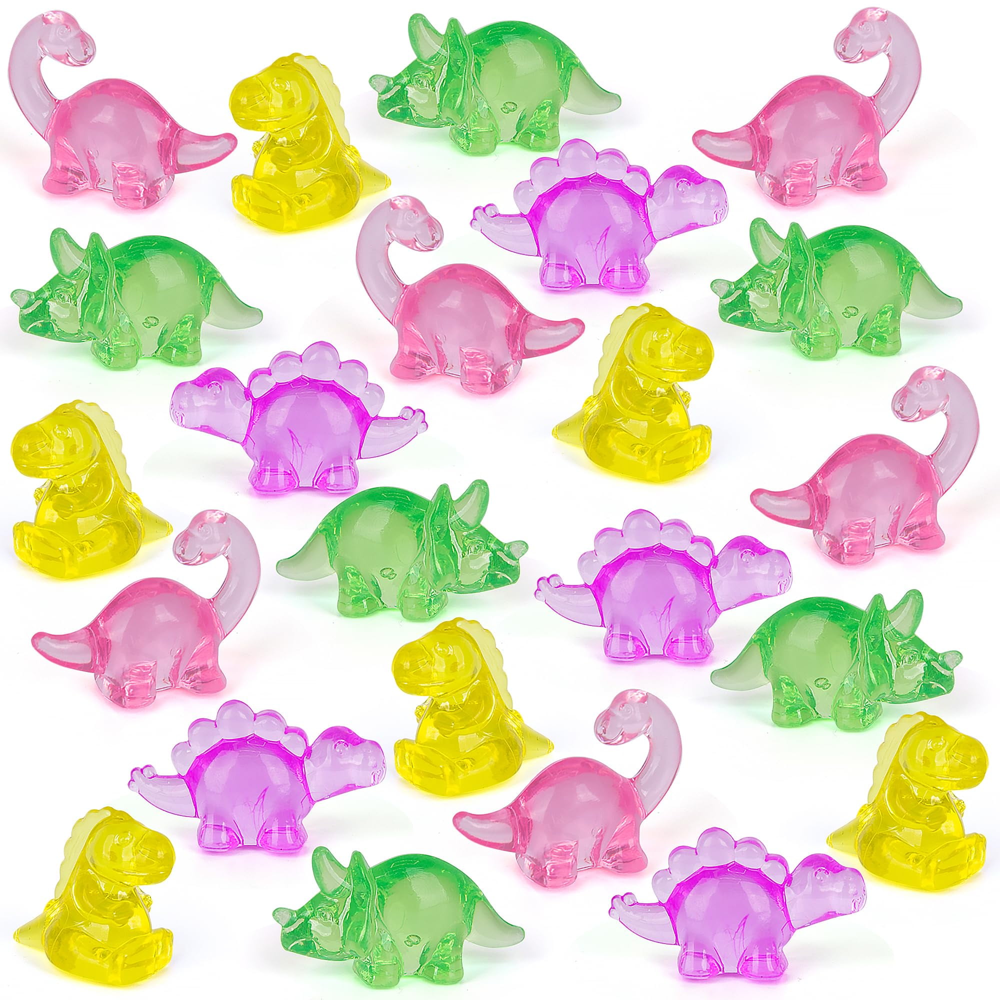 Acrylic Dinosaur Figurines - Set of 24 Small Dinosaur Toys in Translucent Plastic - Pastel ...