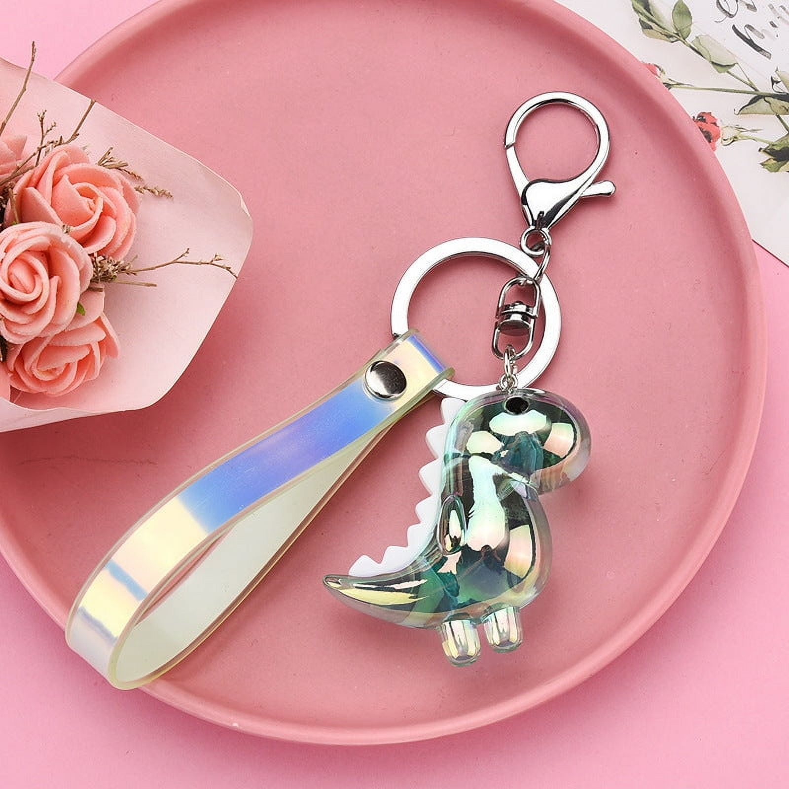 Acrylic Dinosaur Keychain Pendant with Leather Rope Buckle, Cartoon ...