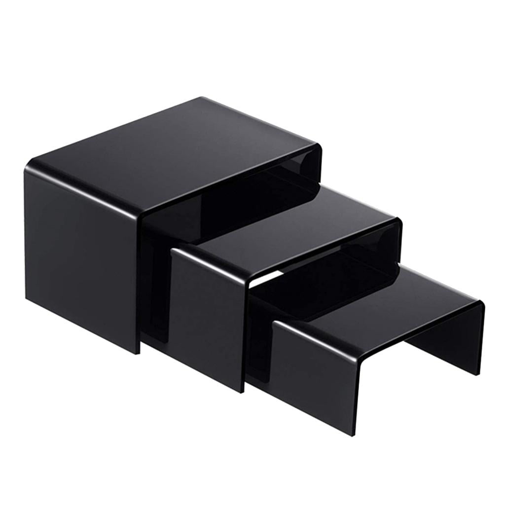 Acrylic Display 1 Set of 3 Size Steps Acrylic Display Stand Black ...