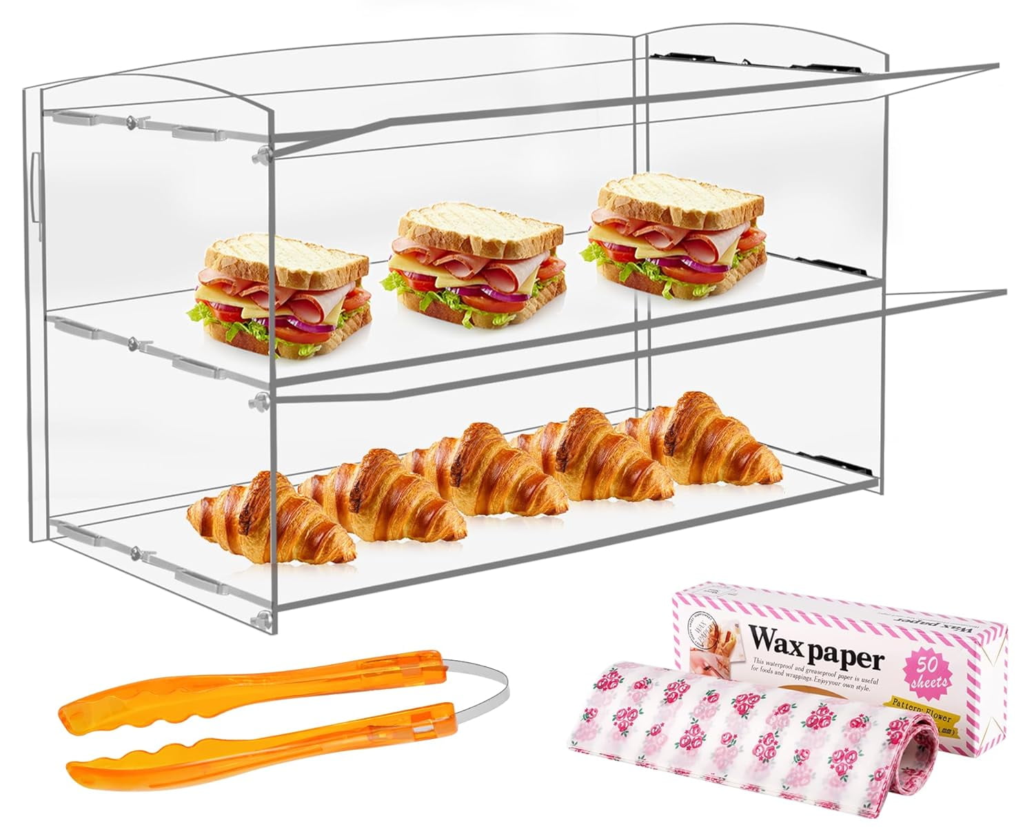 Acrylic Display Case 2 Layer Bakery Pastry Display Case Retail Display ...