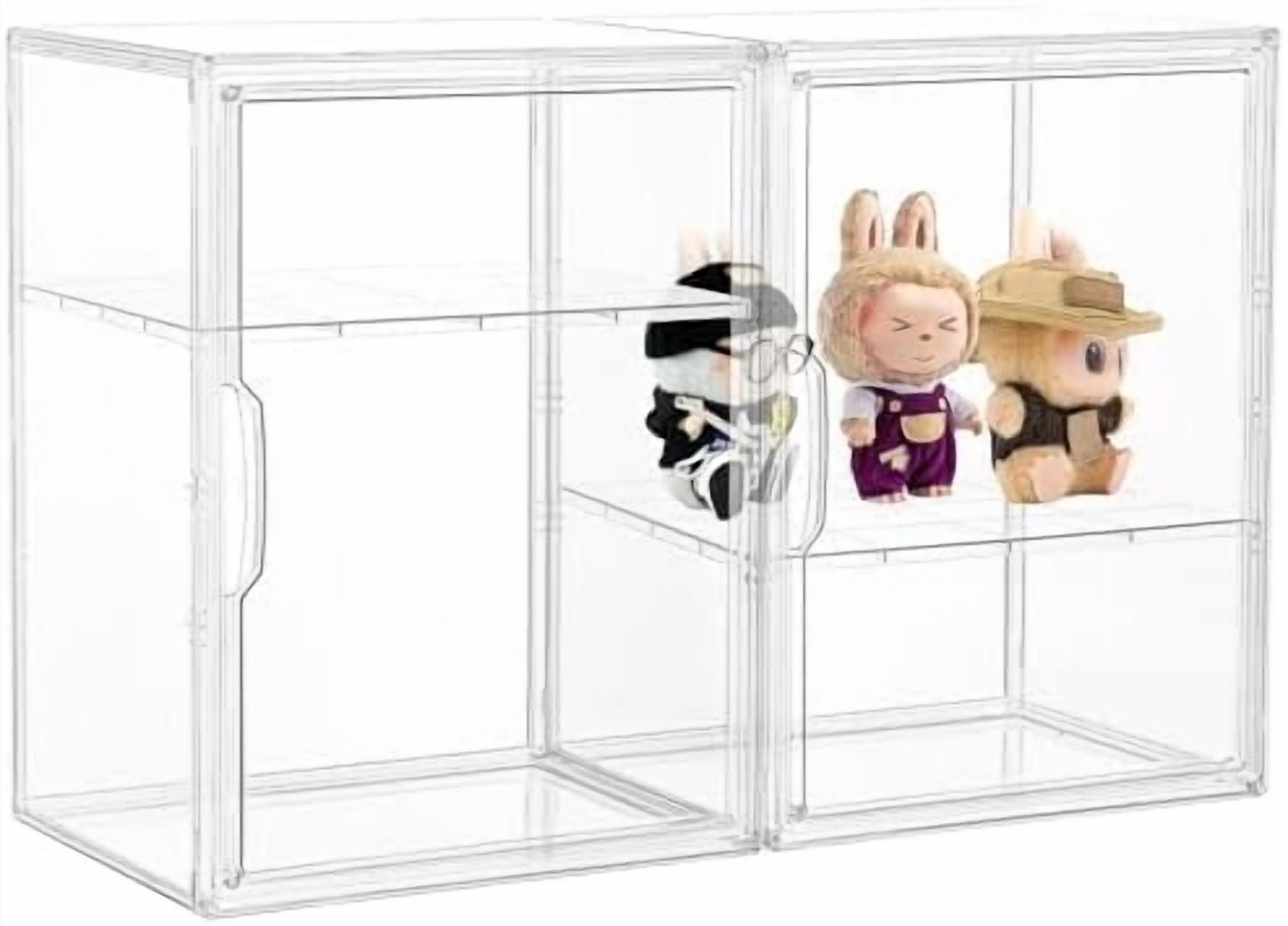 Acrylic Display Case, 2 Tier Clear Plastic Stackable Storage Bins with ...