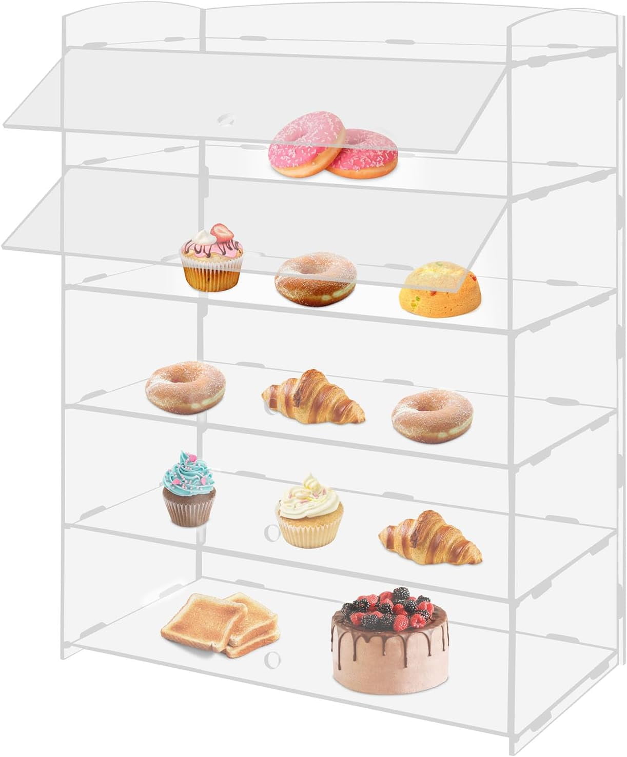 Acrylic Display Case 5 Layer Bakery Pastry Display Case Countertop ...