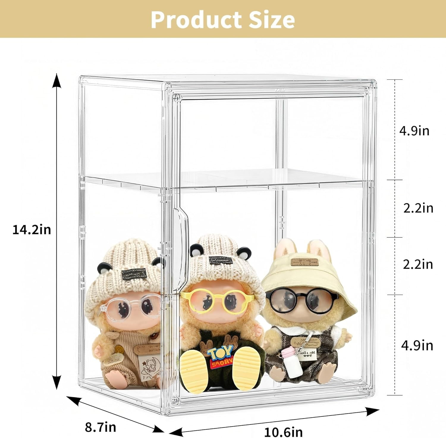 Acrylic Display Case for Collectibles, Clear Storage Bin with 3 ...