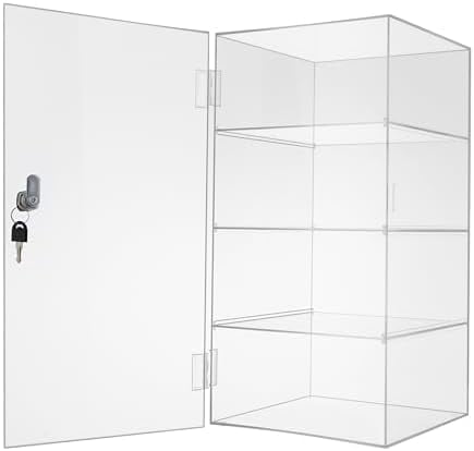 Acrylic Display Case with Lock, 4-Tiers Clear Countertop Display ...
