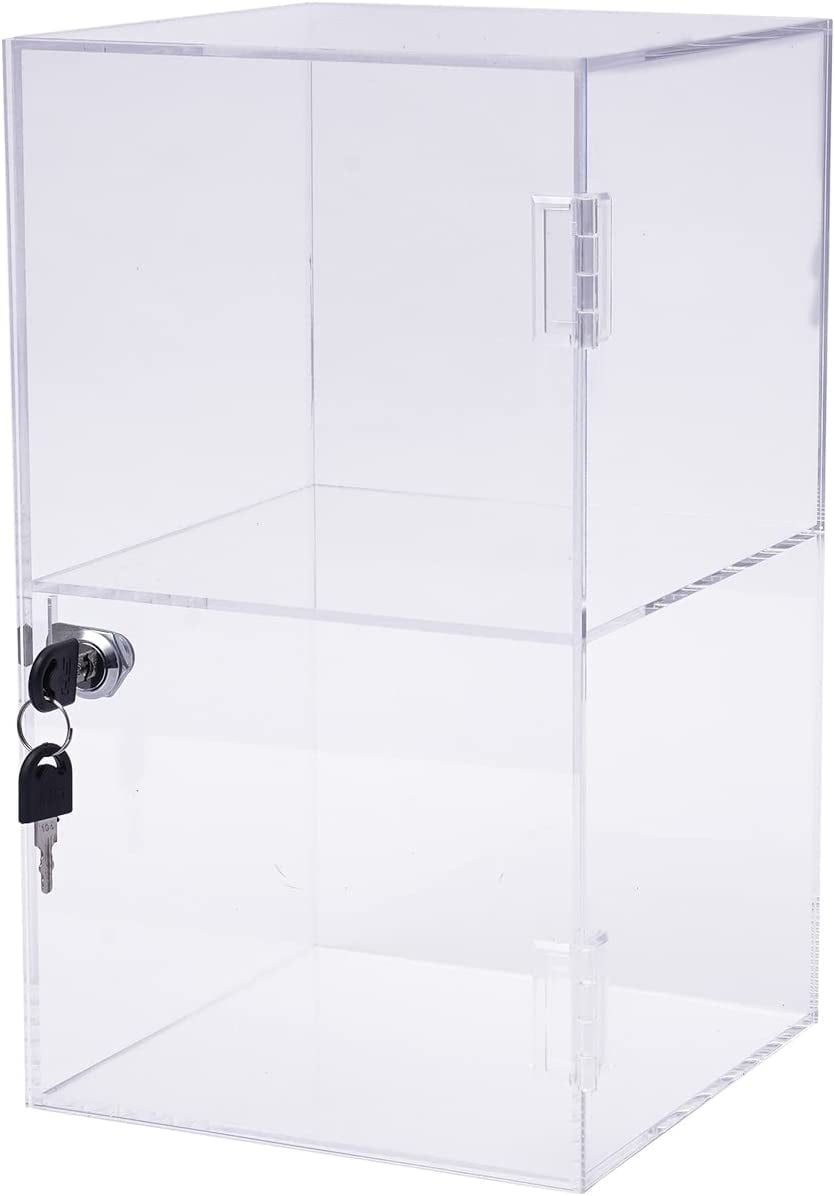 Acrylic Display Case with Lock Key, 2 Tier Showcase Display Cabinet ...