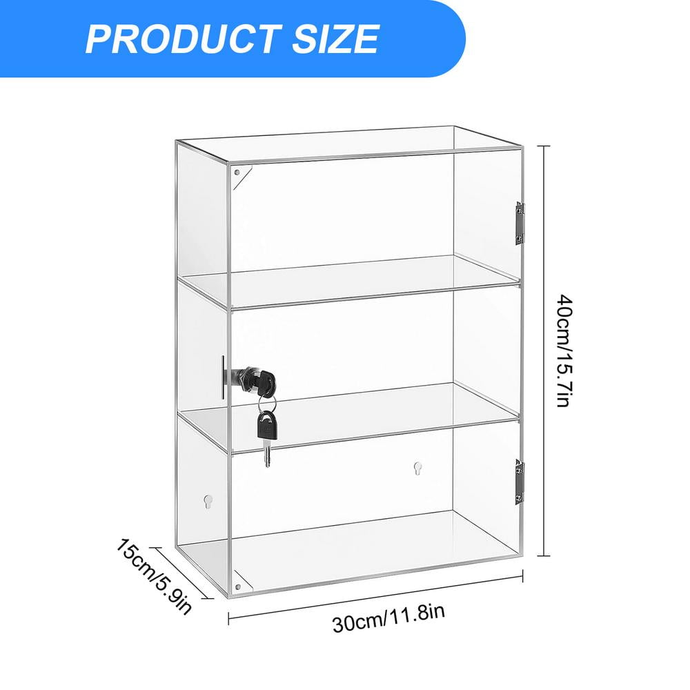 Acrylic Display Case With Shelves 3-Tier Clear Countertop Showcase With ...