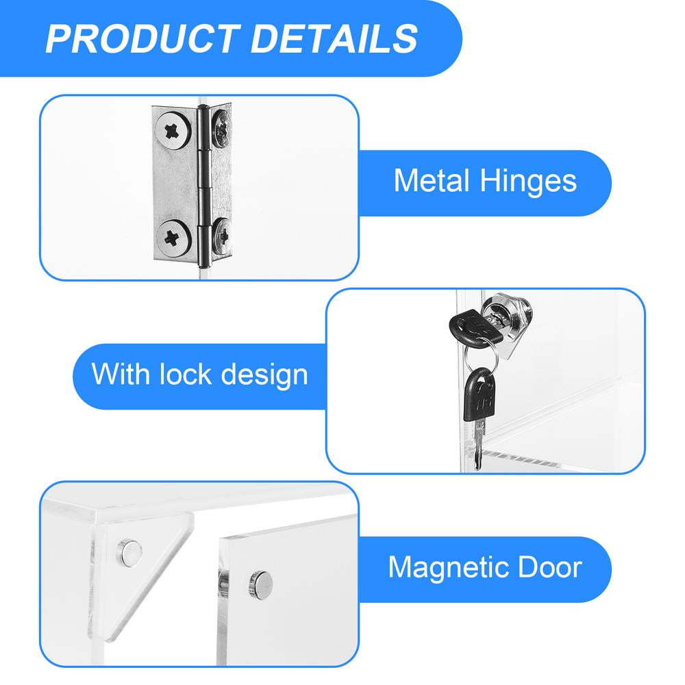 Acrylic Display Case With Shelves 3-Tier Clear Countertop Showcase With ...