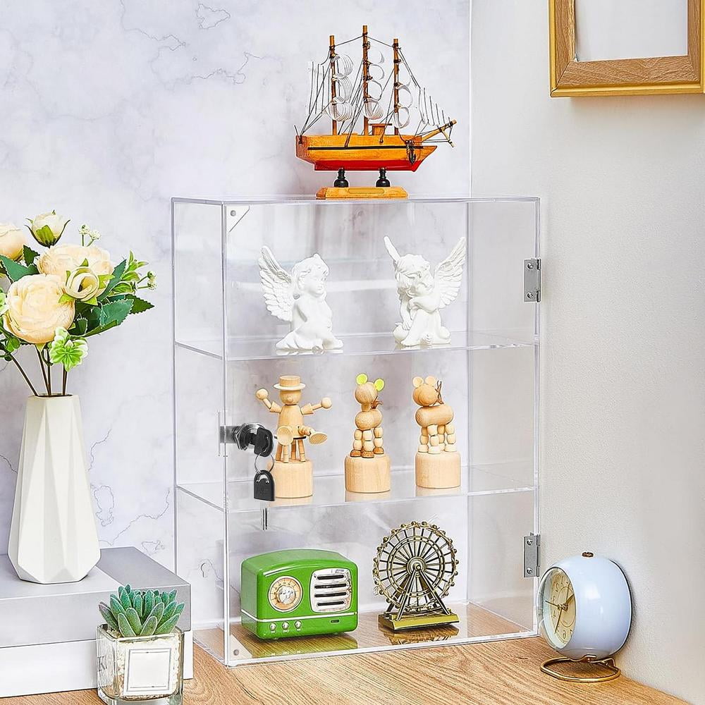 Acrylic Display Case With Shelves, 3-Tier Clear Countertop Showcase ...