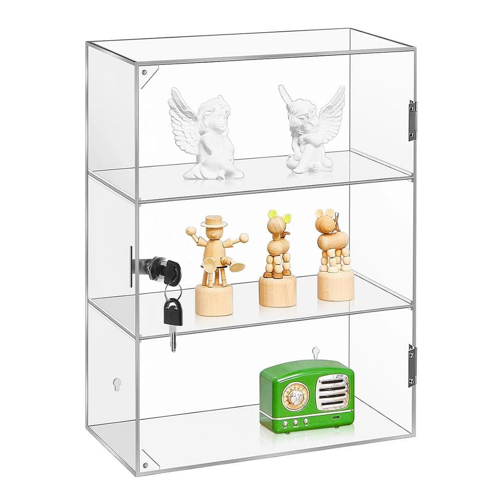 Acrylic Display Case With Shelves, 3-Tier Clear Showcase Display ...
