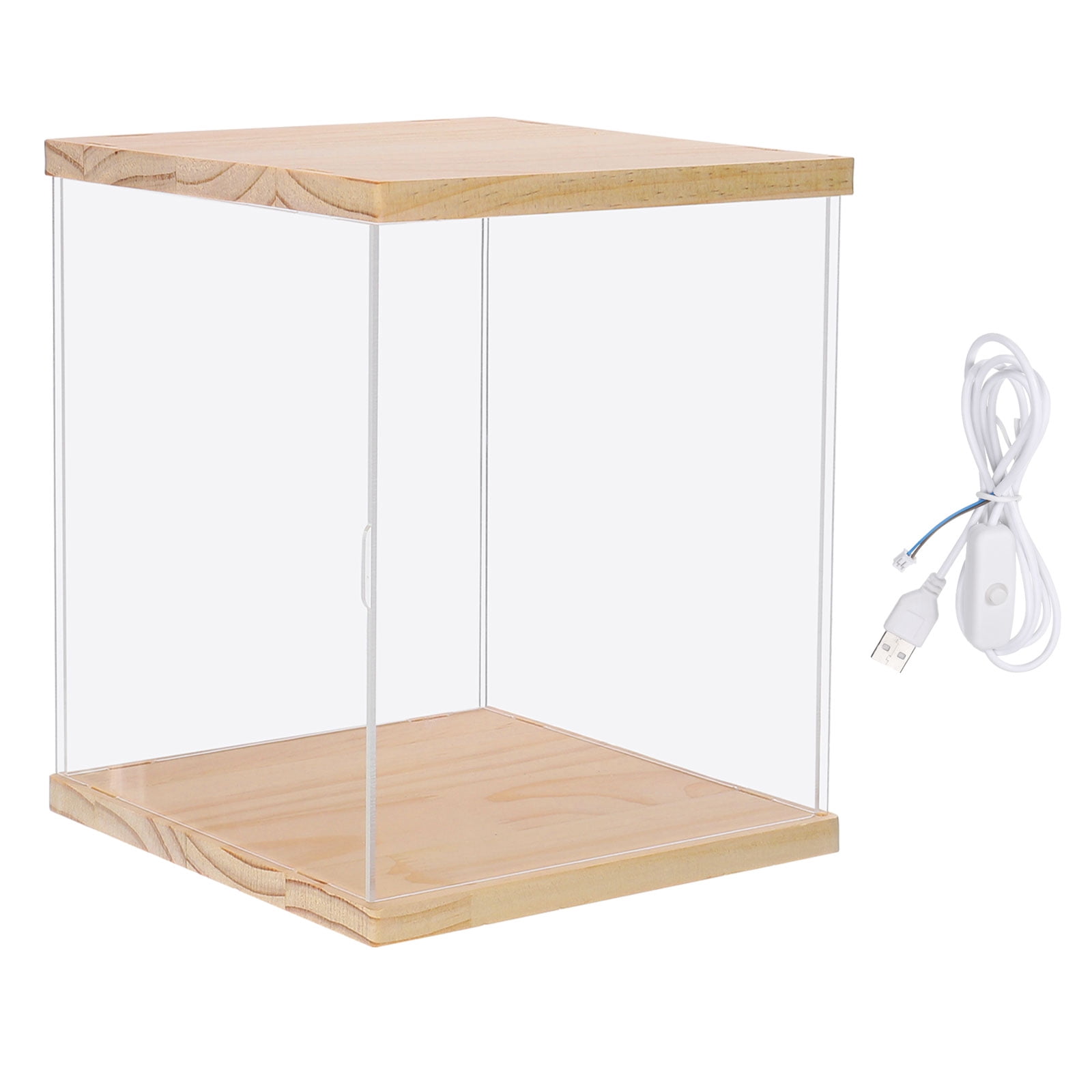 Acrylic Display Case with LED Light, 10"x10"x10" Clear Display Box ...