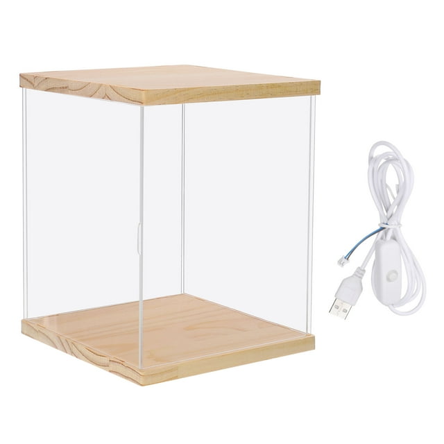 Acrylic Display Case with LED Light, 8"x8"x12" Clear Display Box ...