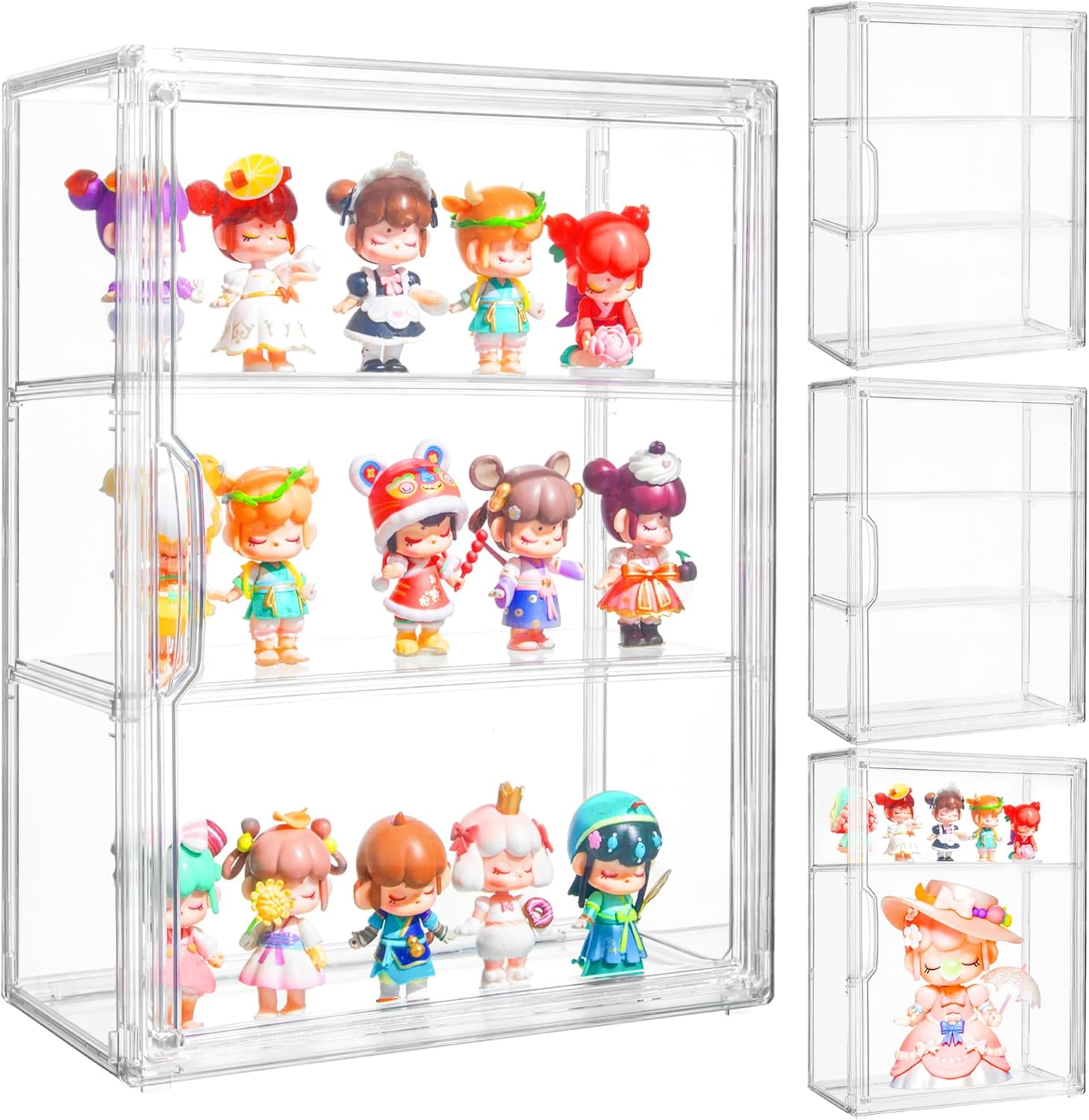 Acrylic Display Cases for Collectibles, 4 Pack 3 Layer Clear Display ...