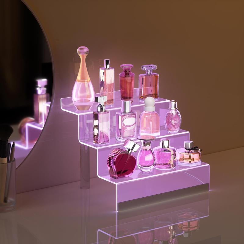 Acrylic Display Rack with LED Lights - 3 Tier Perfume Rack and Display ...