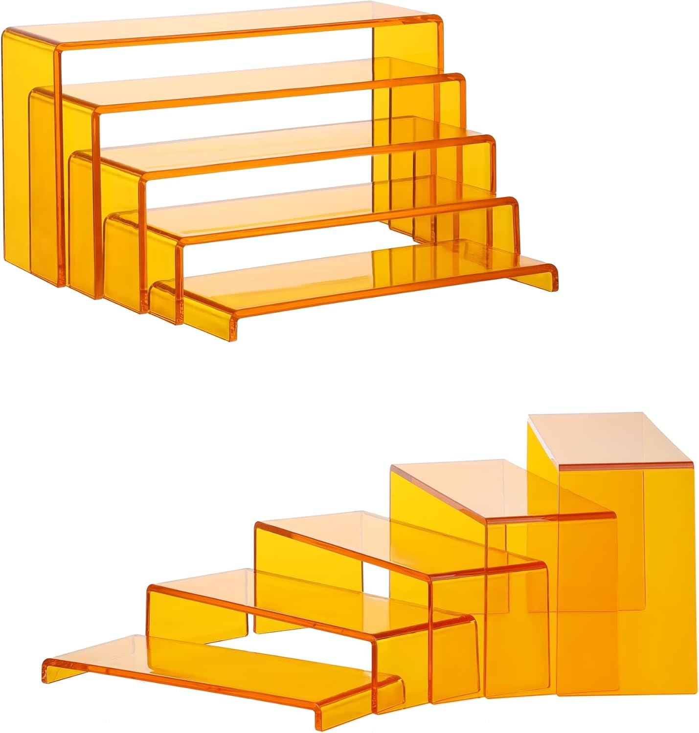 Acrylic Display Risers, 2 Sets 5 Tier Rectangular Risers Display Stands ...