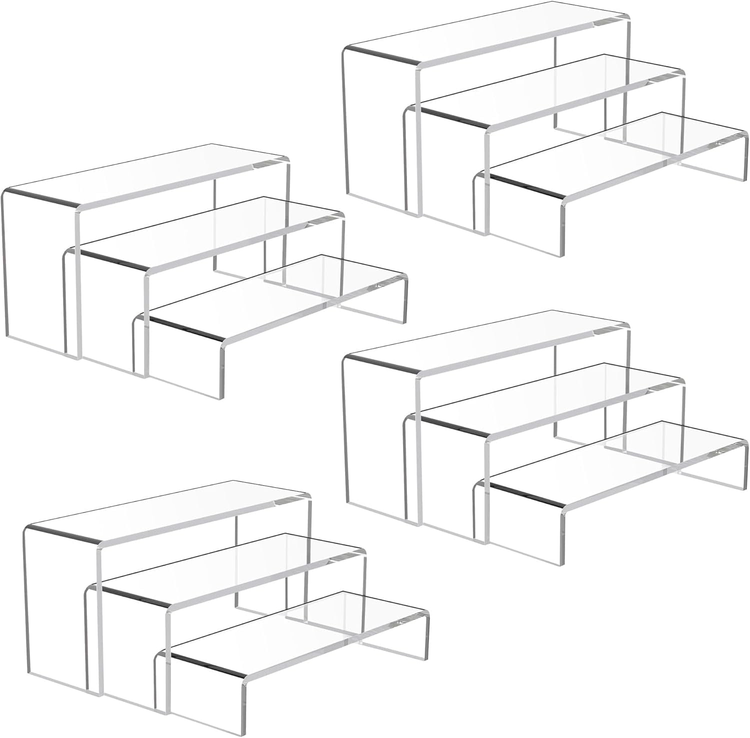 Acrylic Display Risers, 2 Sets 6 Pcs Rectangular Risers Display Stands ...