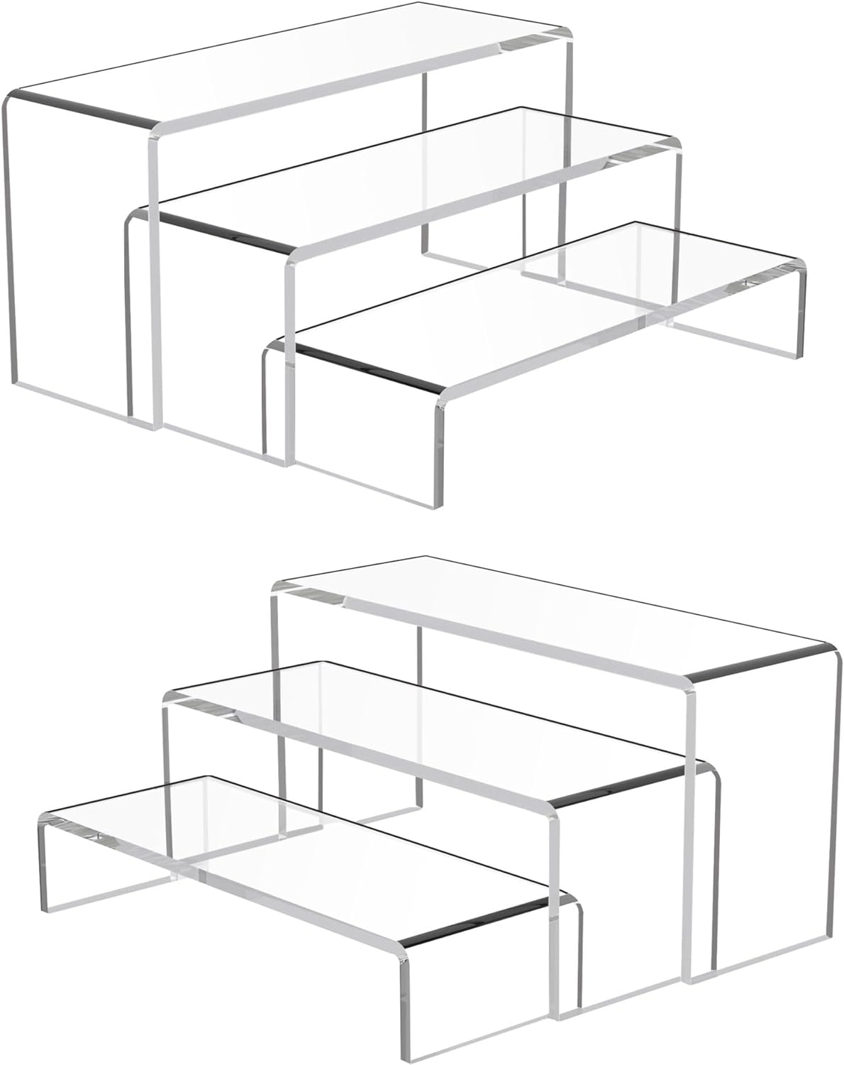 Acrylic Display Risers, 2 Sets 6 Pcs Rectangular Risers Display Stands ...
