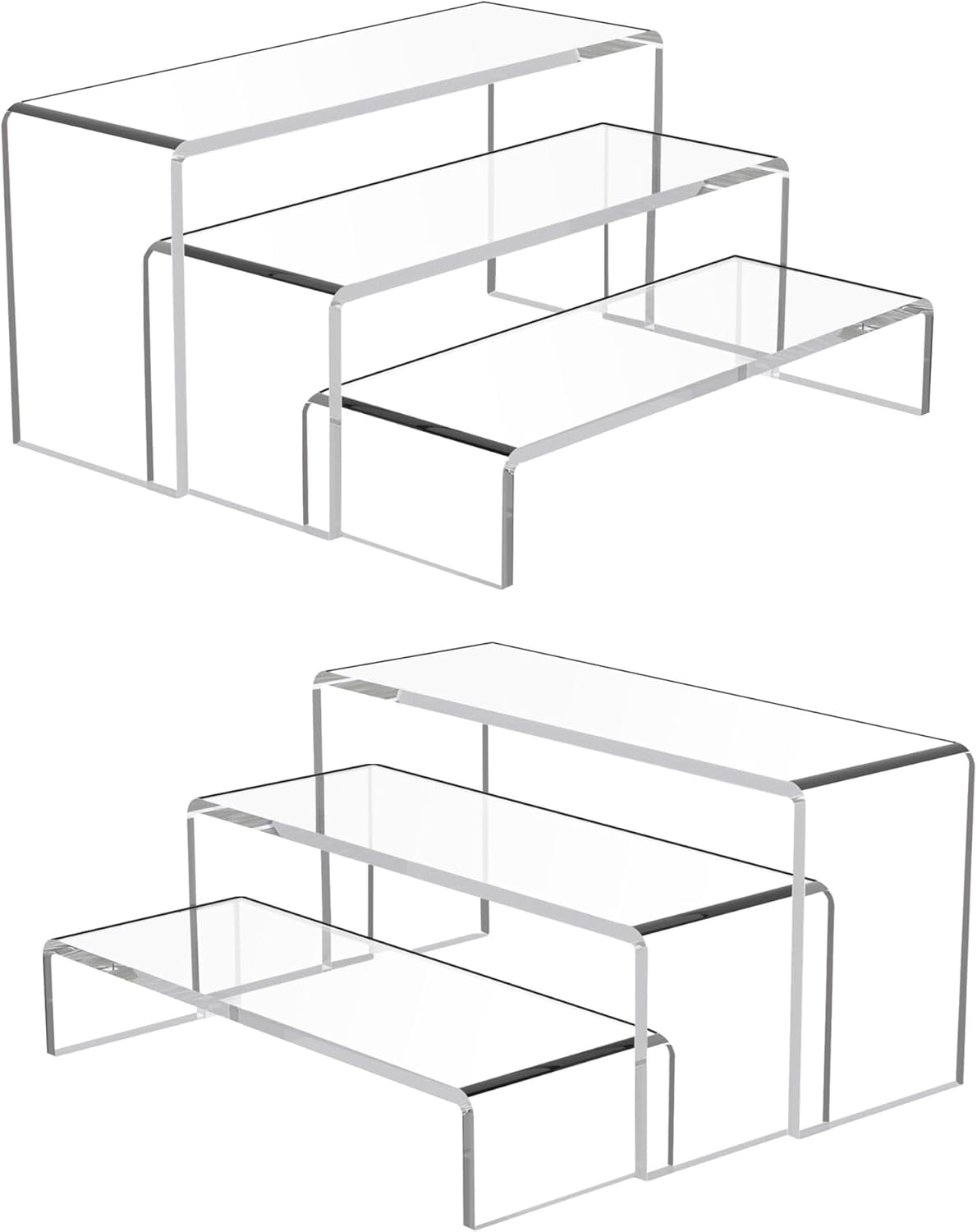 Acrylic Display Risers, 2 Sets 6 Pcs Rectangular Risers Display Stands ...
