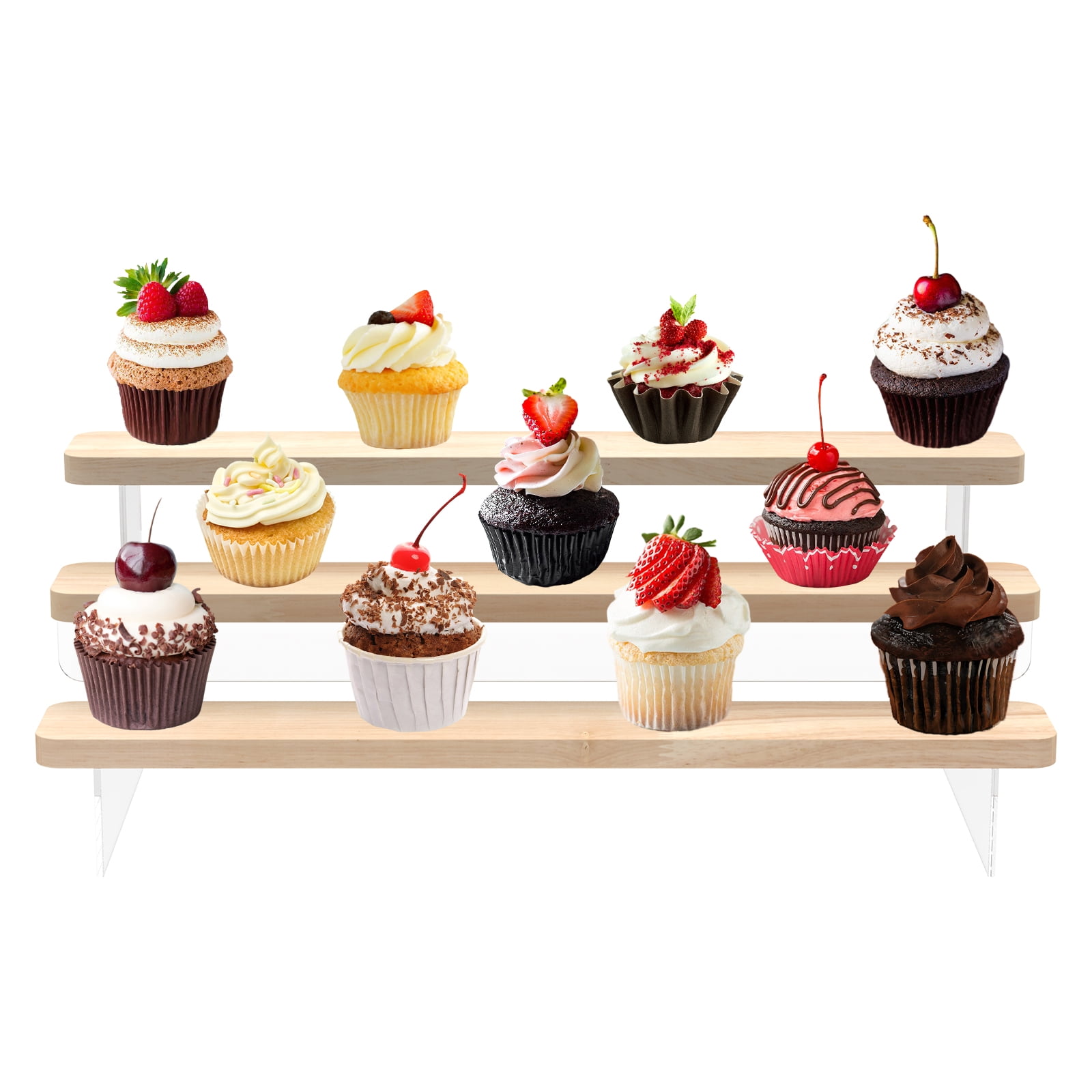 Acrylic Display Risers 3 Tier Perfume Organizer Stand Wood Tiered ...