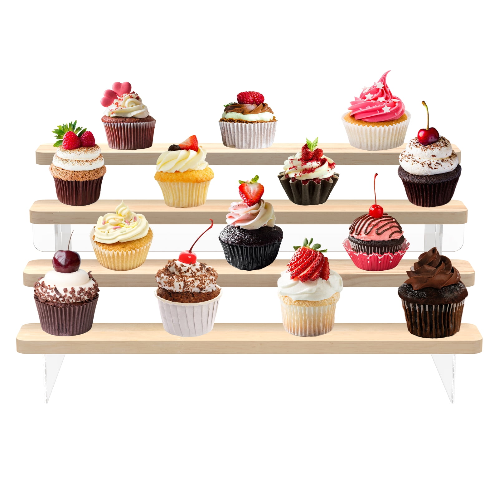 Acrylic Display Risers 4 Tier Perfume Organizer Stand Wood Tiered ...