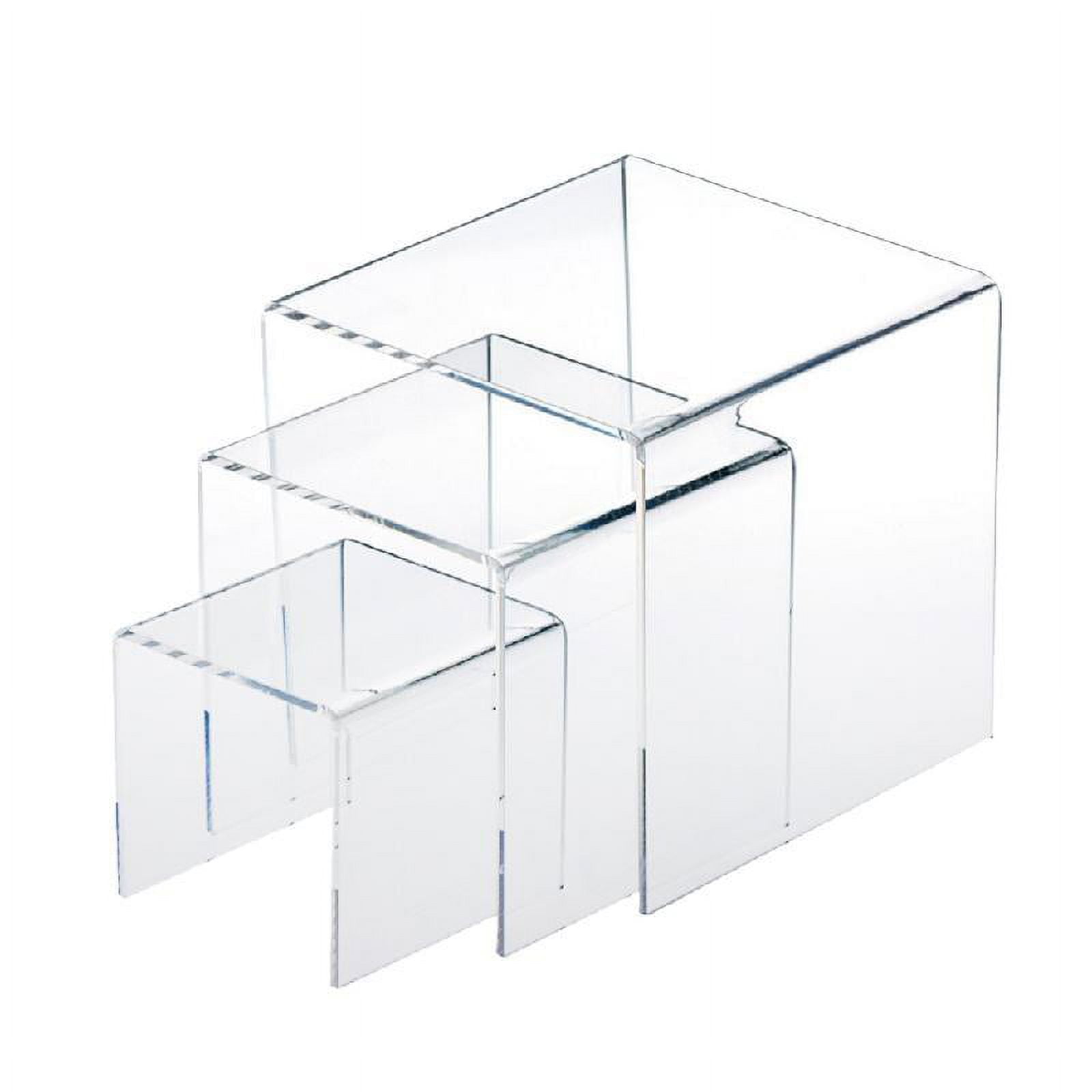Acrylic Display Risers Clear Stand Set of 3 Medium Low Profile Tiered ...