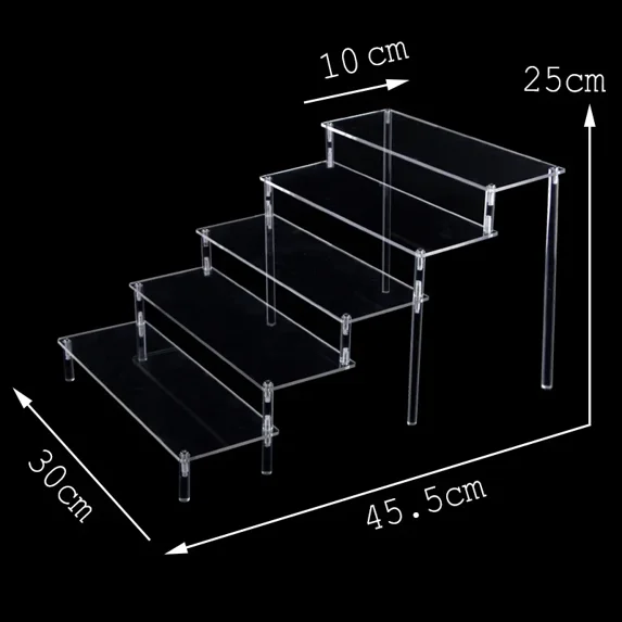 Acrylic Display Stand Transparent Ladder Shelf Doll Clay Figurine ...