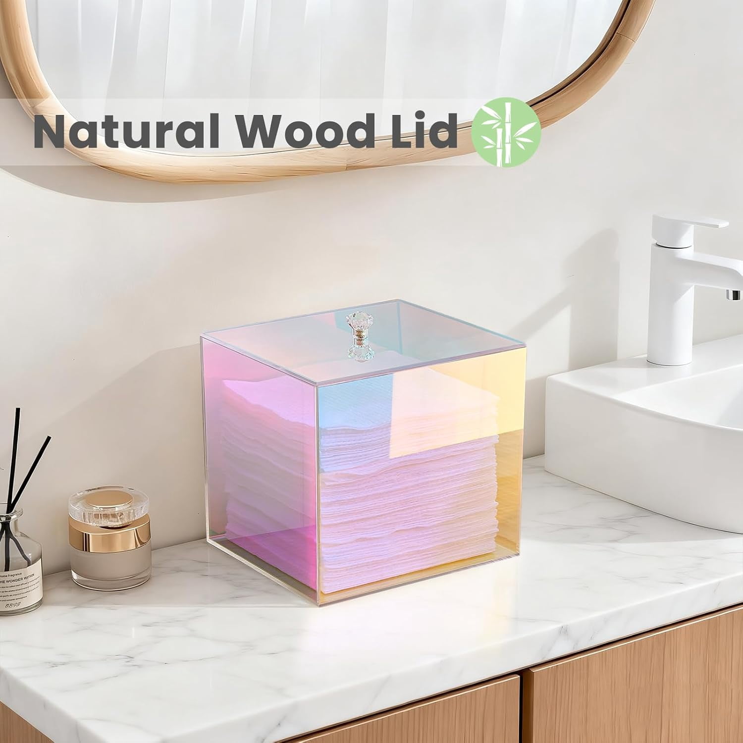 Acrylic Disposable Facial Towels Holder, Storage Bin Compatible with ...
