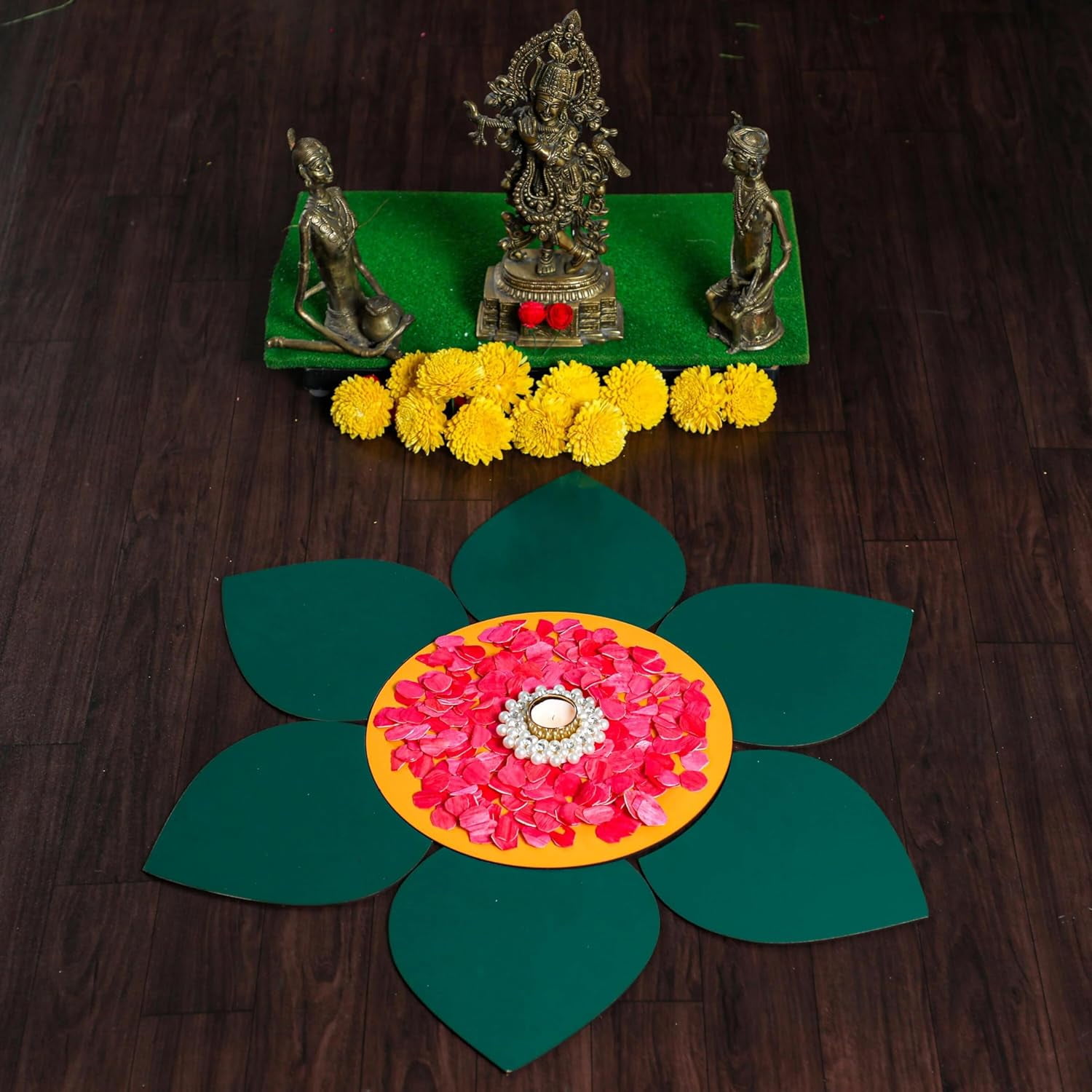 Acrylic Diy Rangoli with Rose Petals Cutouts | Pooja Room Decorations ...
