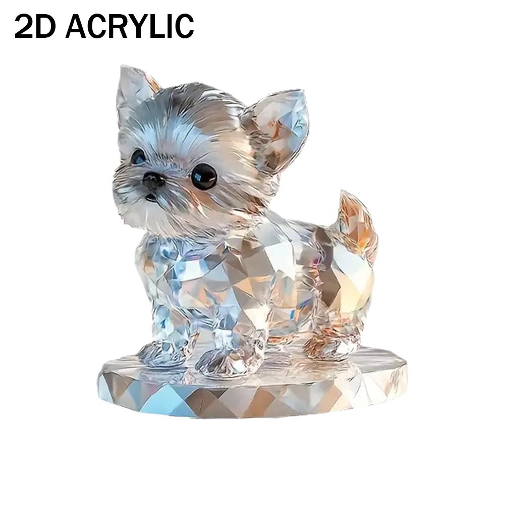 Acrylic Dog Sign Desktop Ornament with Base, Crystal Yorkie Dog ...