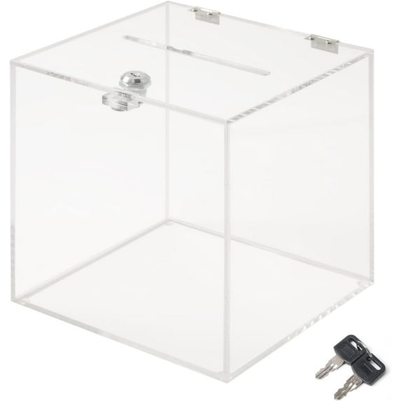 Acrylic Donation Box 12x12x12 inches, Ballot Suggestion Box Money ...