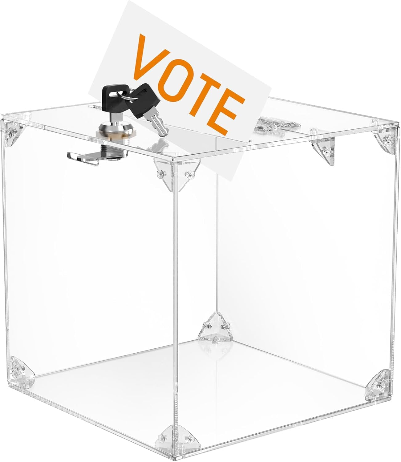 Acrylic Donation Box, 9.8" x 9.8" x 9.8" Large Ballot Box, Suggestion ...