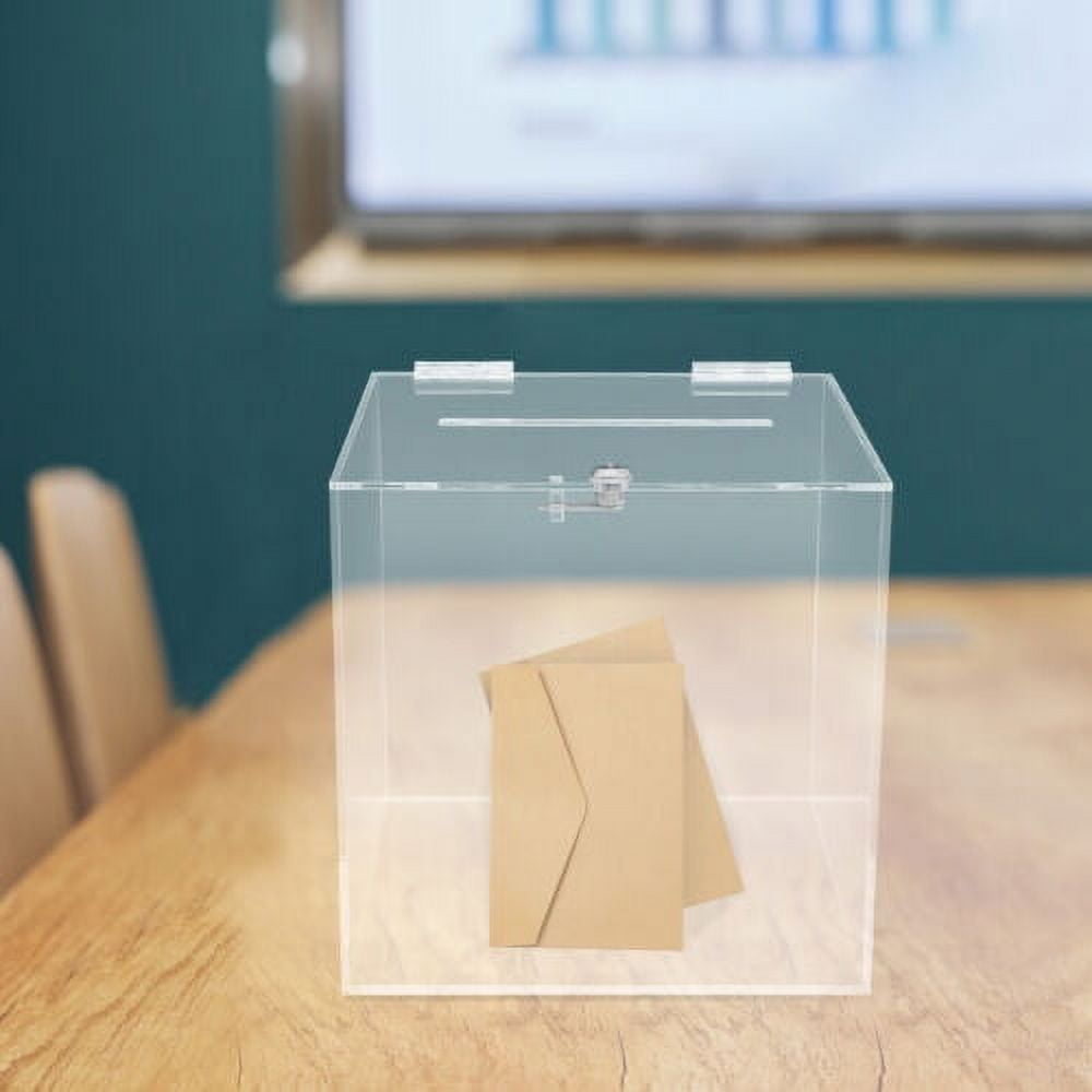 Acrylic Donation Box Clear Ballot Box w/Lock Collection Case Storage ...