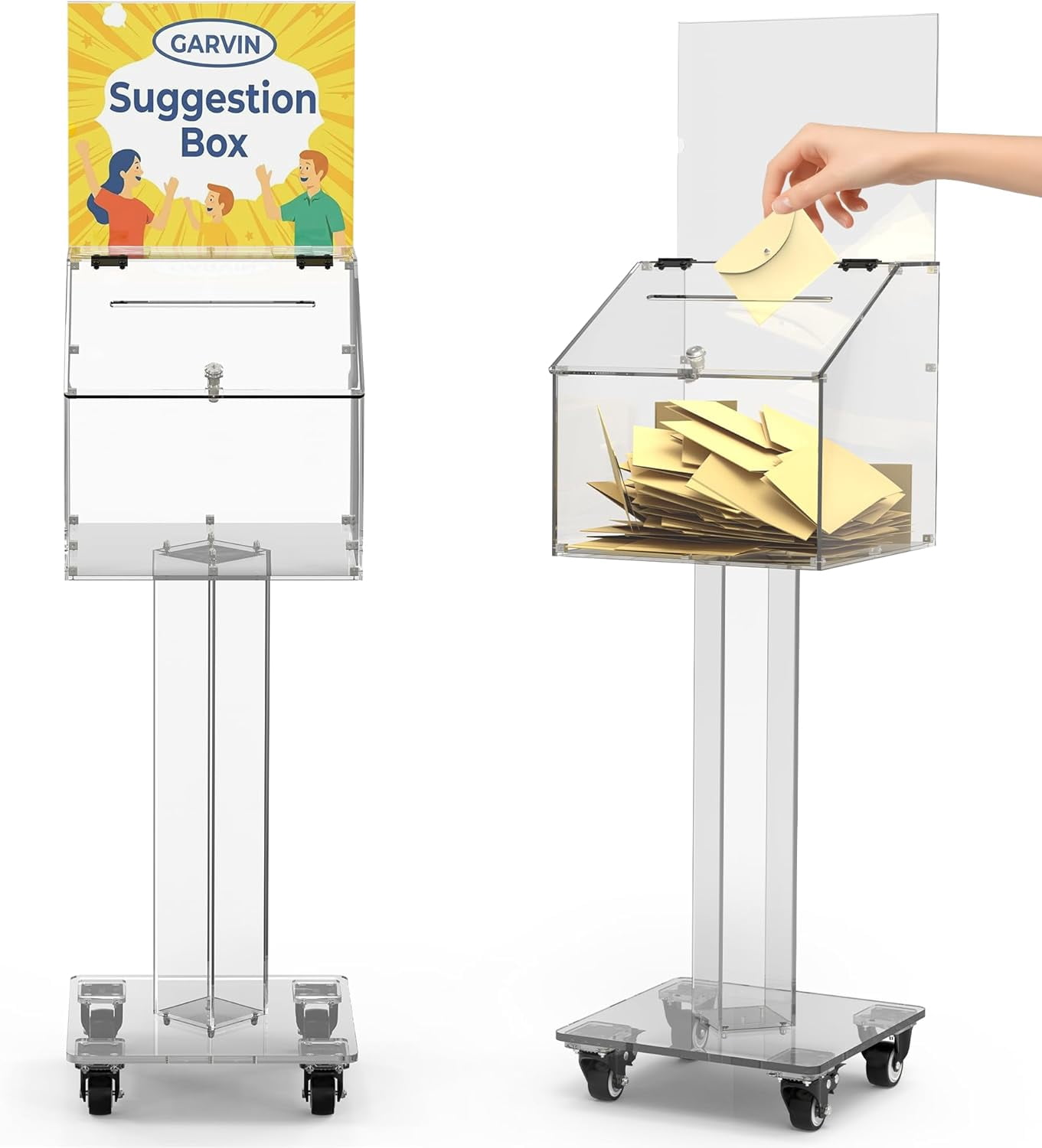 Acrylic Donation Box with Stand Suggestion Box with Slot and Lock ...