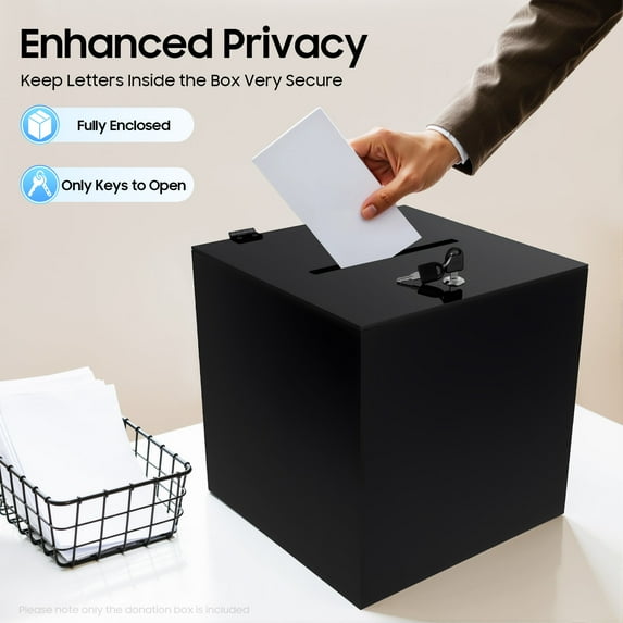 Acrylic Donation Box, Suggestion Box, Money Storage Square Container ...