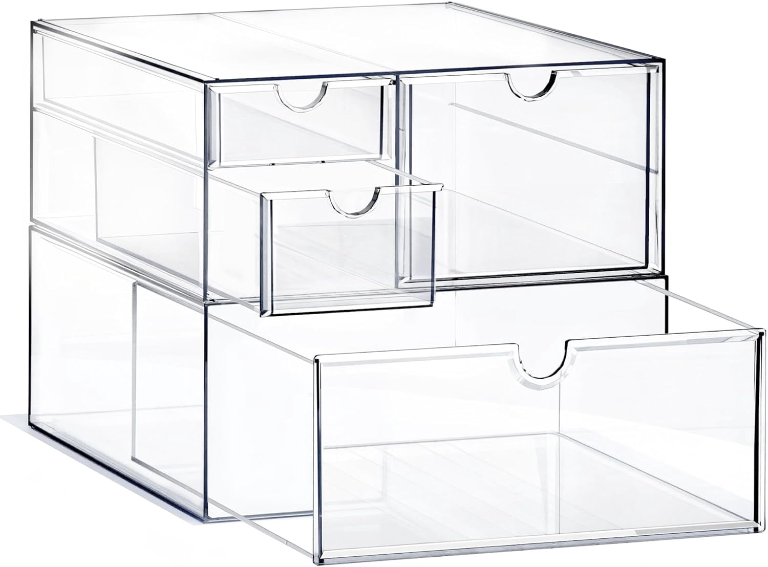 Acrylic Drawer Makeup Organizer with 4 Drawers, Set of 2 Office Desk ...