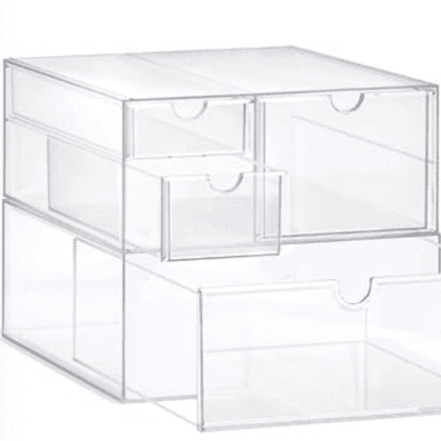 Acrylic Drawer Makeup Organizer with 4 Drawers, Set of 2 Office Desk ...