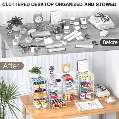 Acrylic Drawer Organizers - 21 Drawers 4 Set - Clear Storage Drawers ...