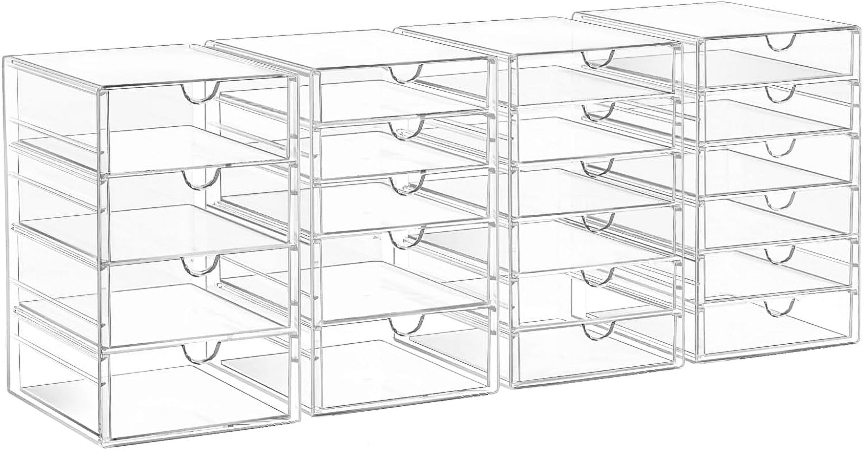 Acrylic Drawer Organizers - 21 Drawers 4 Set - Clear Storage Drawers ...