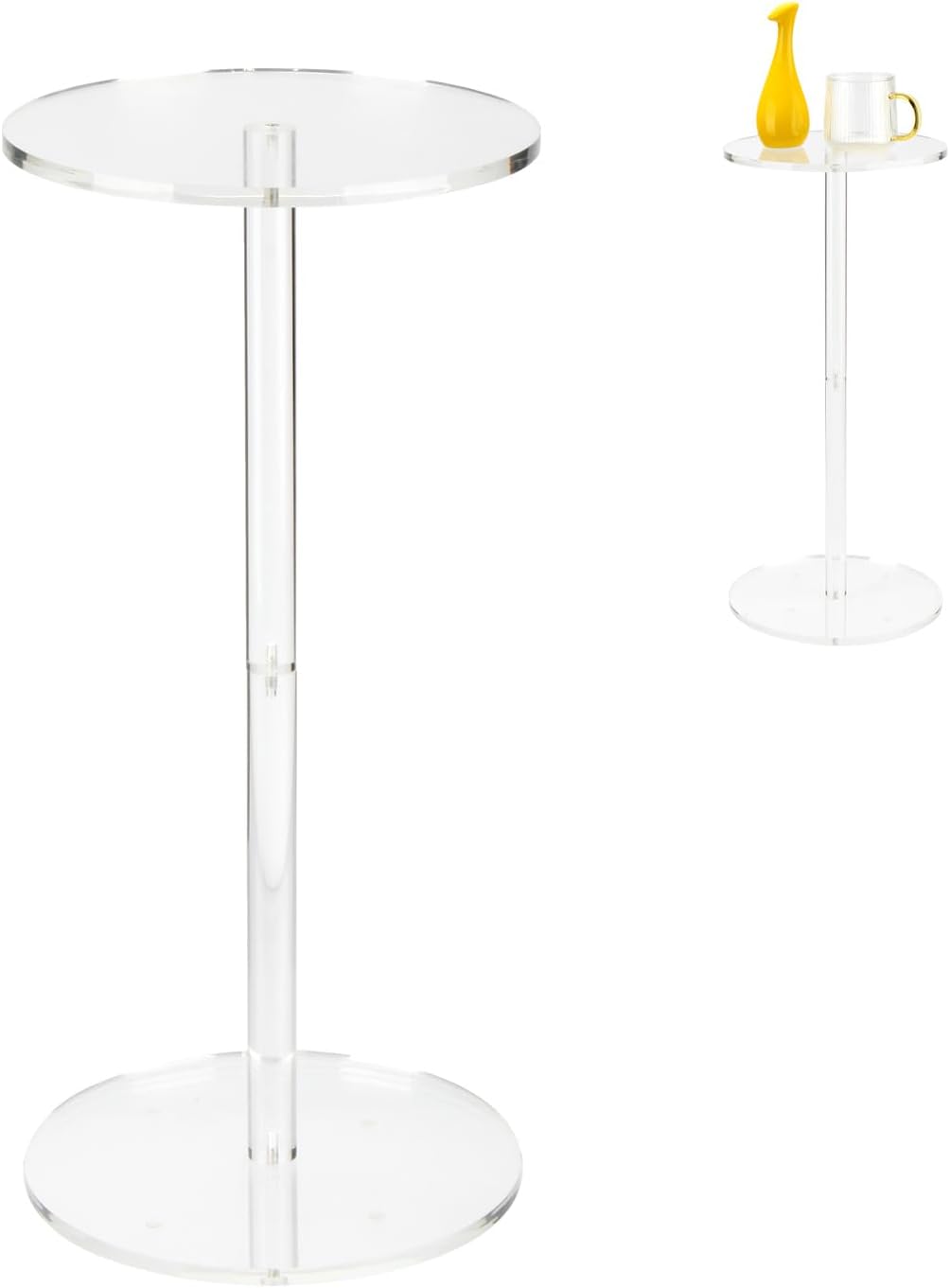 Acrylic Drink End Table, Clear Drink Table for Small Spaces with Anti ...