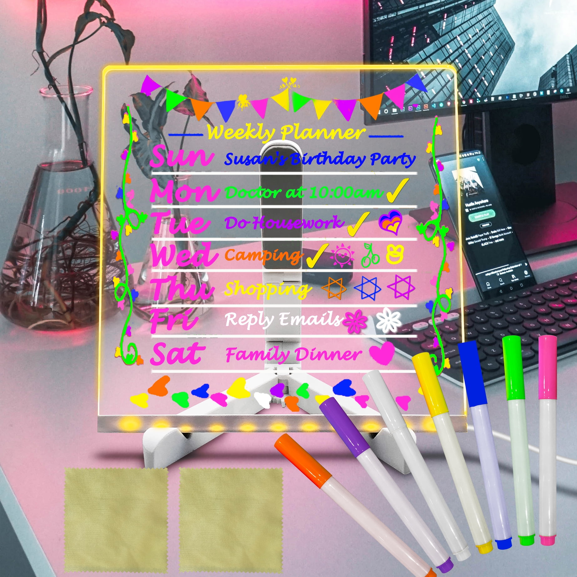 Acrylic Dry Erase Board - 8.26 x 8.26 inch Desktop Easel Write-Board ...