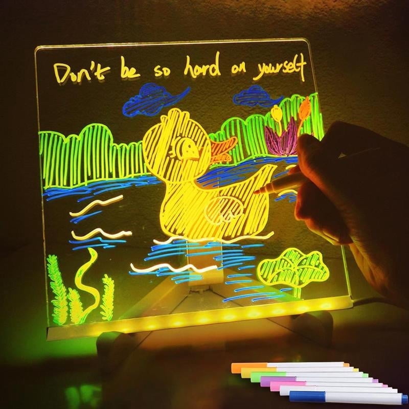 Acrylic Dry Erase Board with Light 11.8 X 7.9” Clear Light up Dry Erase ...